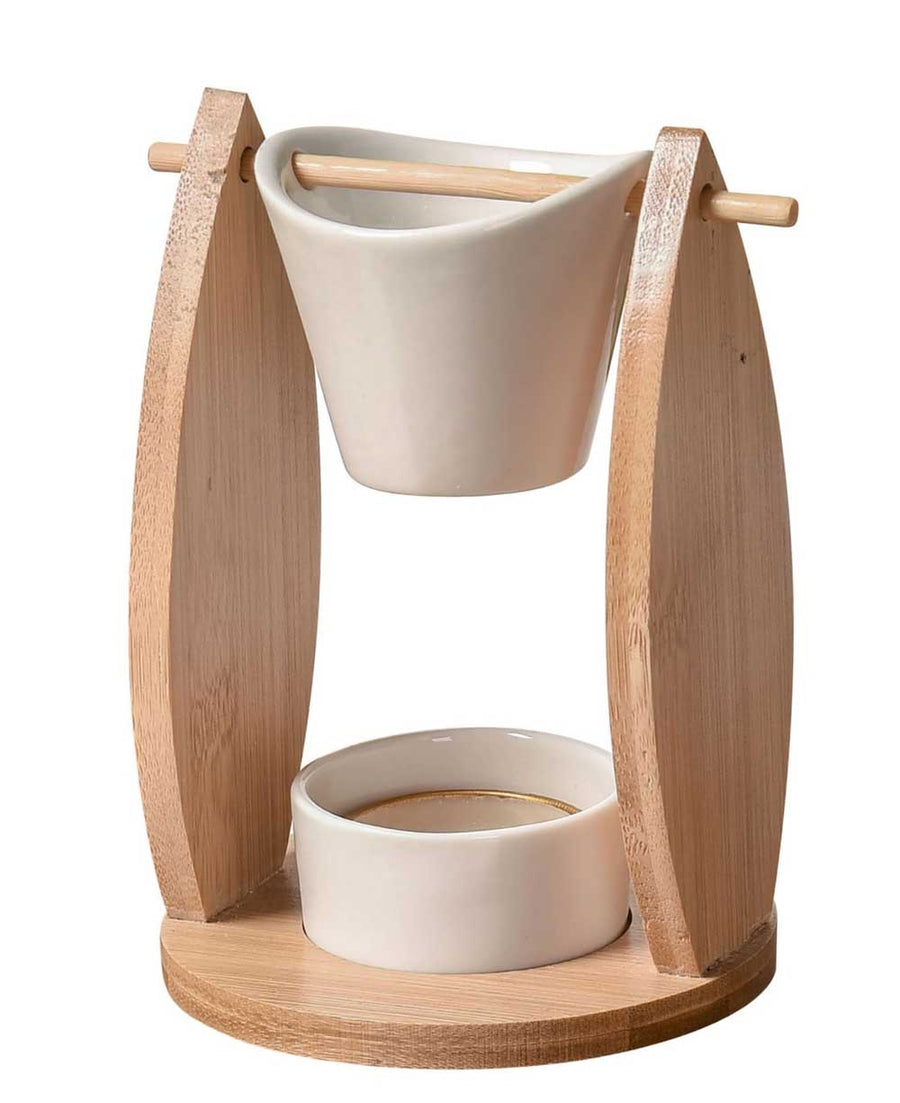 Ceramic and Bamboo Oil Burner Set Essential Oil – Buddha Groove