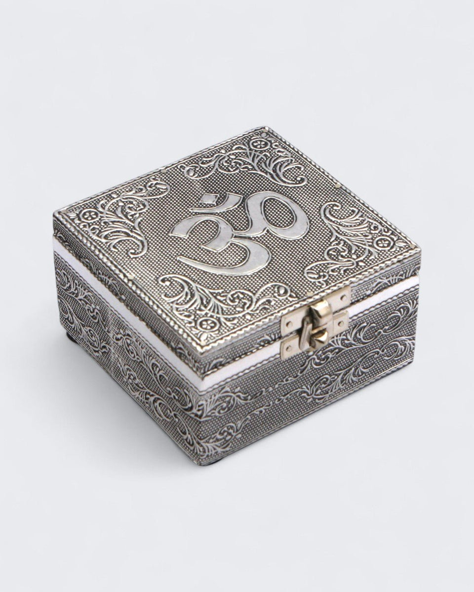Embossed Om Symbol Mala Jewelry Box – Altar FairTrade Keepsake Storage ...