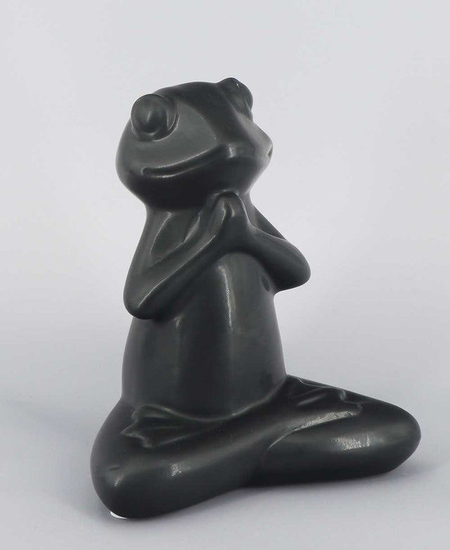 Set of 3 Yoga Frog Black Ceramic Statues – Buddha Groove