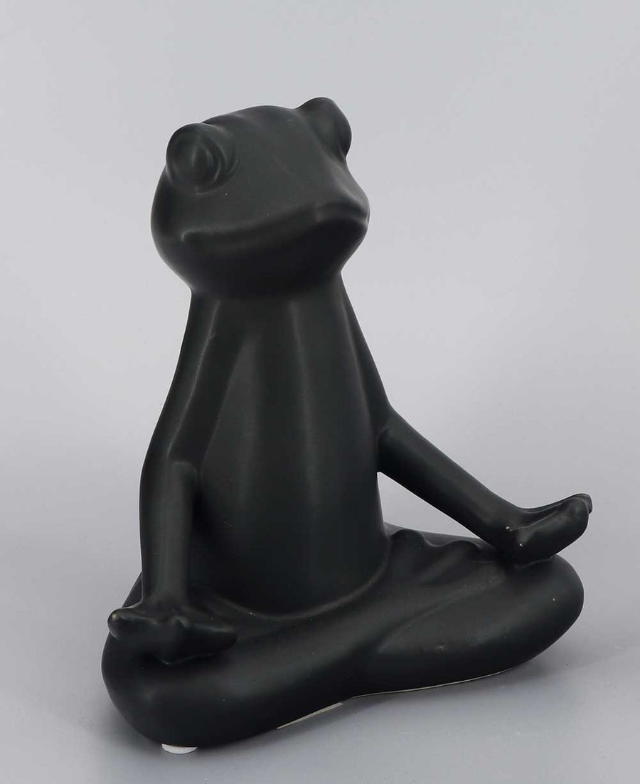 Set of 3 Yoga Frog Black Ceramic Statues – Buddha Groove