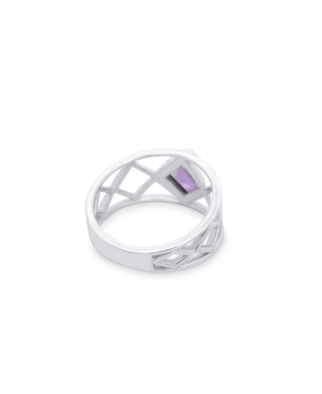 Sterling Silver Amethyst Lattice Band Ring – Buddha Groove