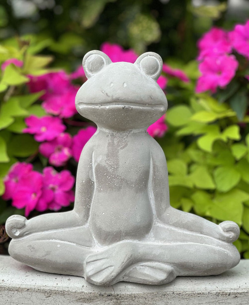 Imperfectly Perfect Tranquil Cement Meditating Yoga Frog Statue – Buddha Groove