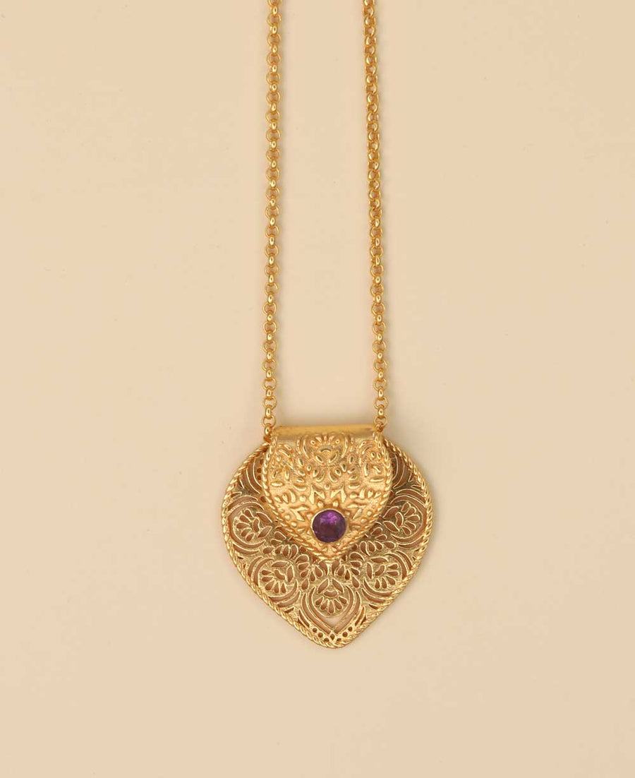 Birthstone Gemstone Gold Plated Brass Lotus Petal Mandala Necklace ...