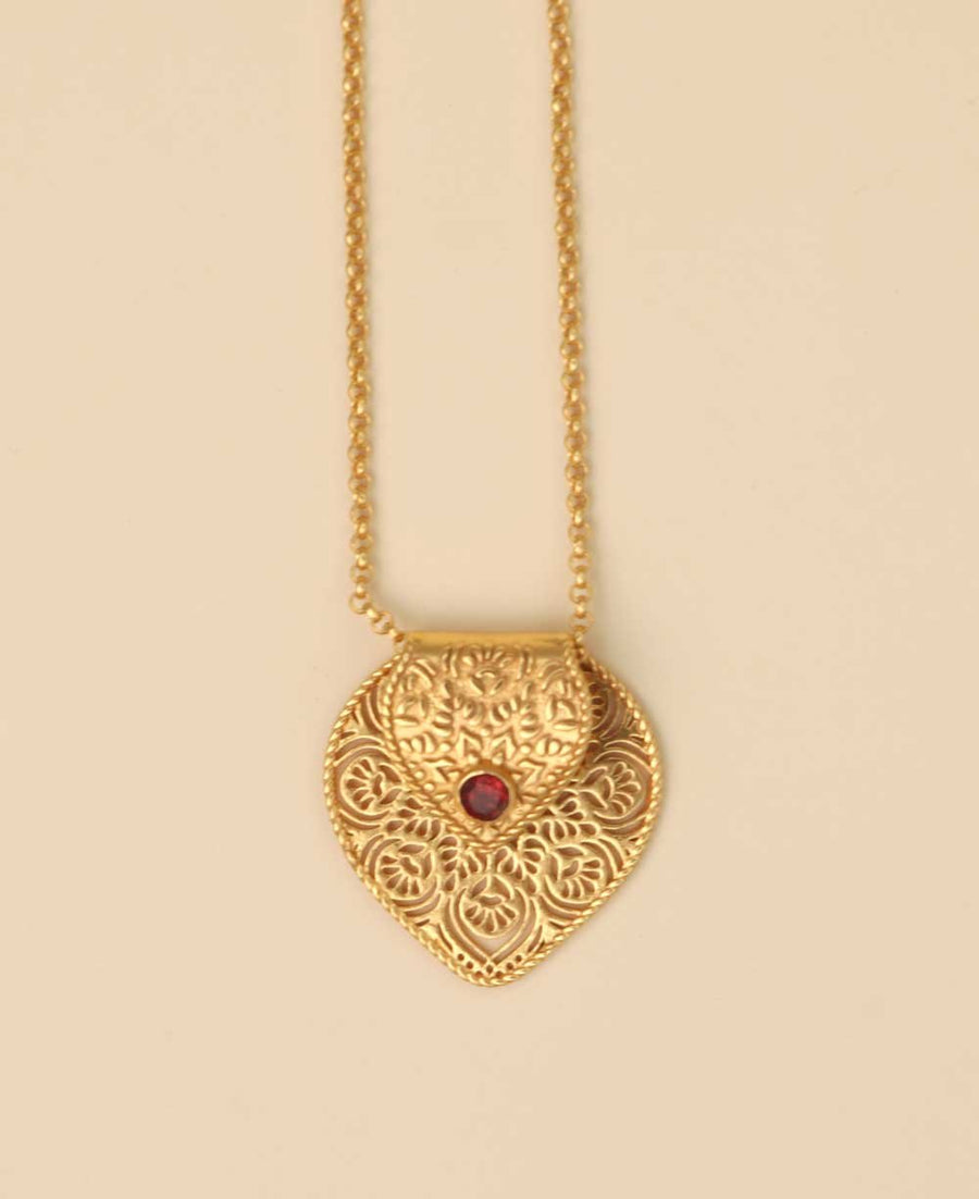 Birthstone Gemstone Gold Plated Brass Lotus Petal Mandala Necklace ...