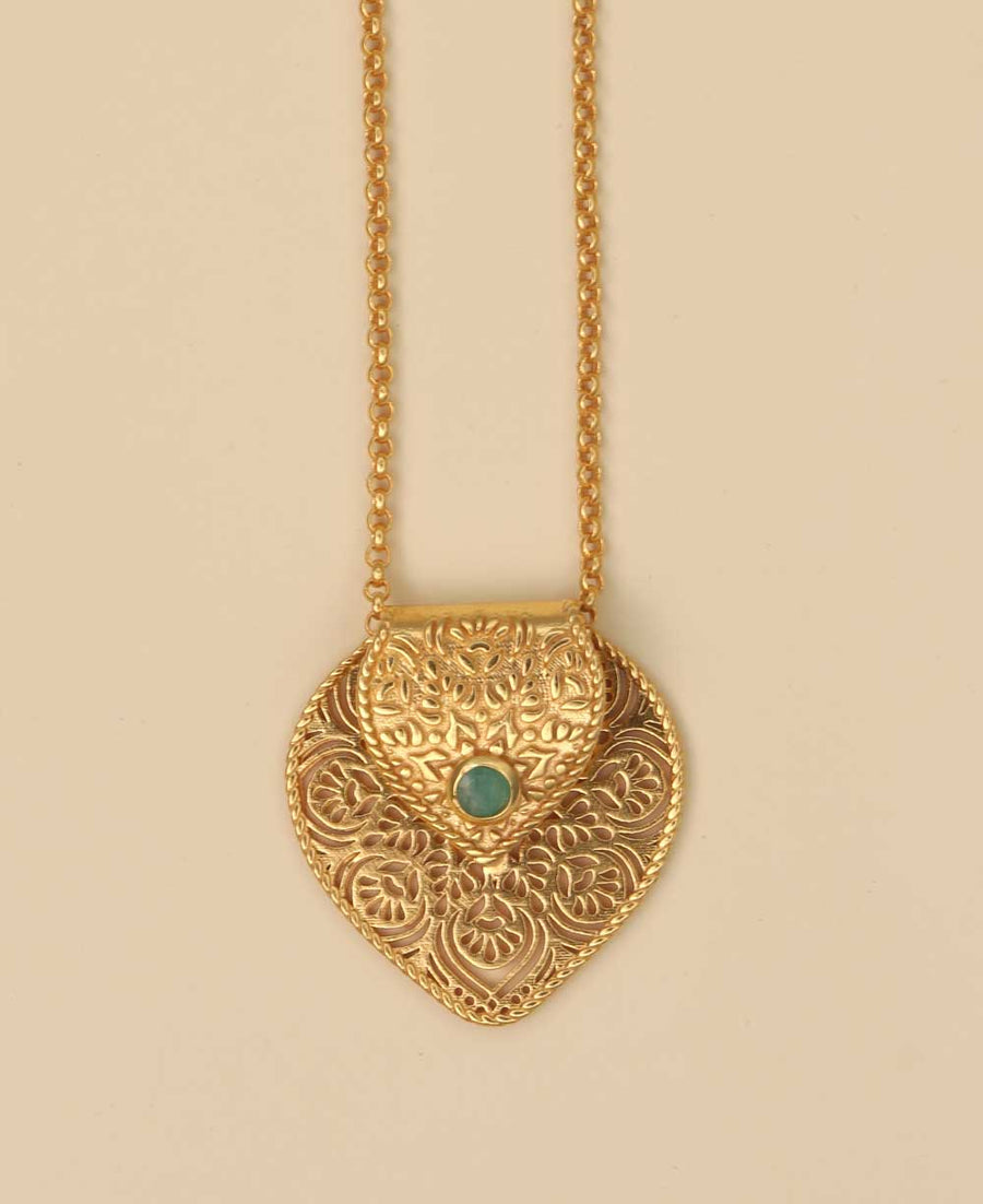 Birthstone Gemstone Gold Plated Brass Lotus Petal Mandala Necklace ...