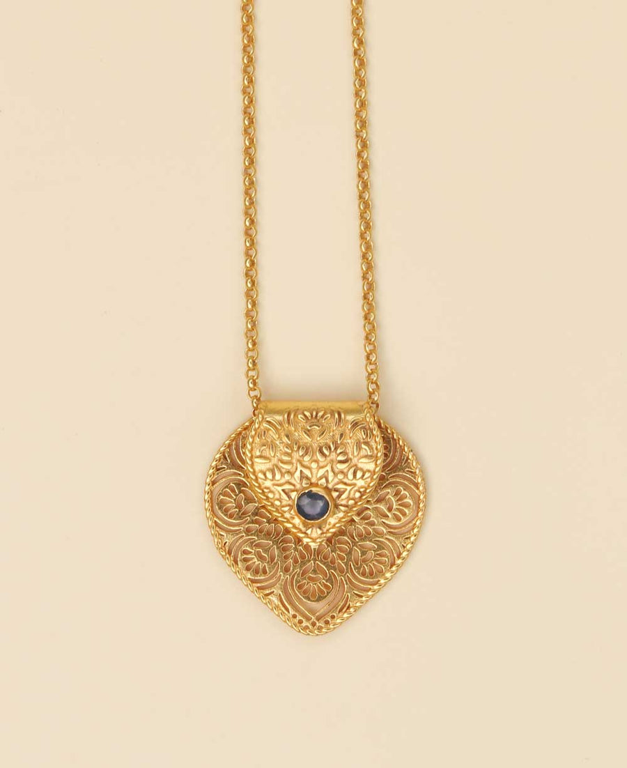 Birthstone Gemstone Gold Plated Brass Lotus Petal Mandala Necklace ...