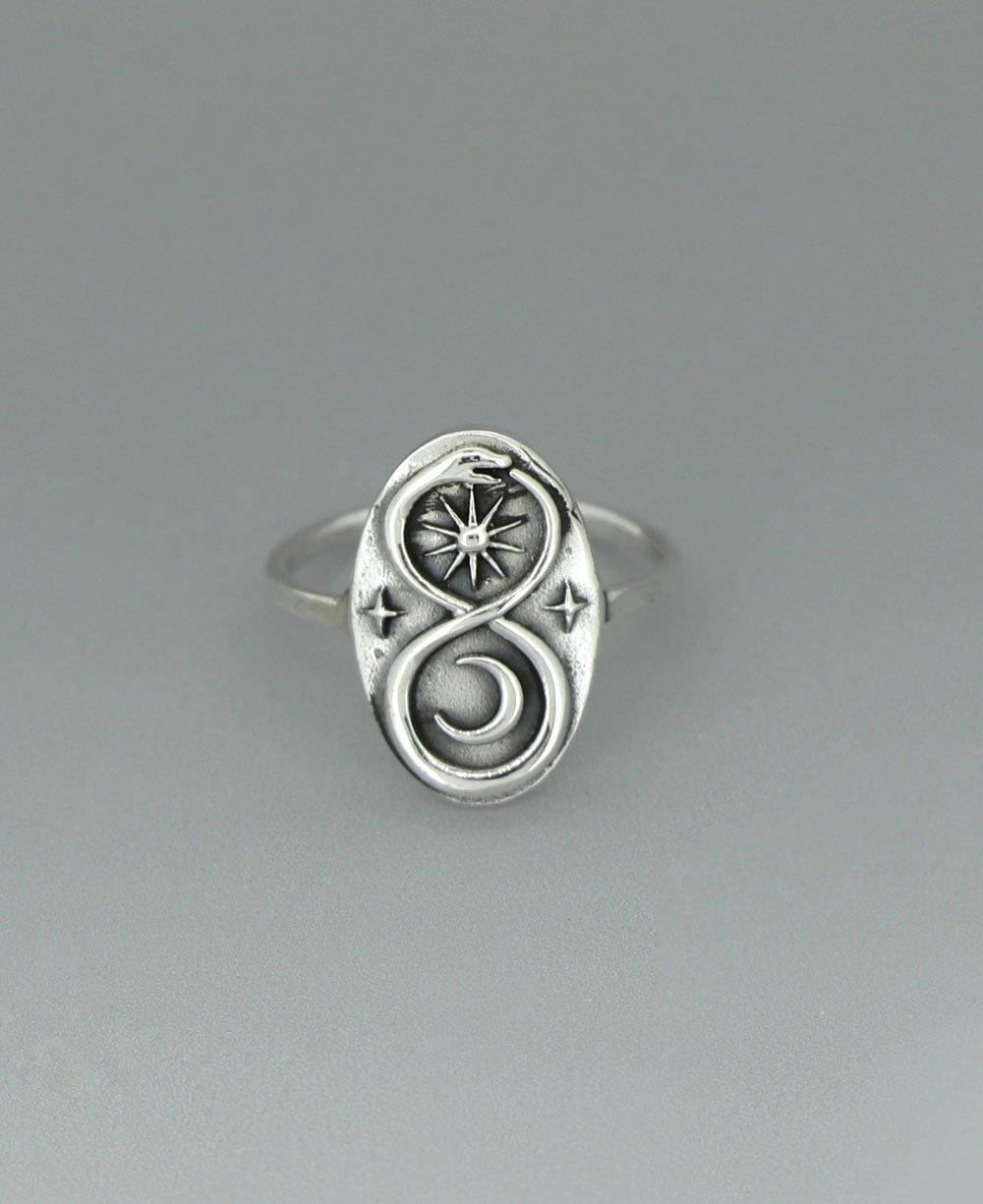 Endless Energy Sun and Moon Infinity Snake Sterling Silver Ring ...