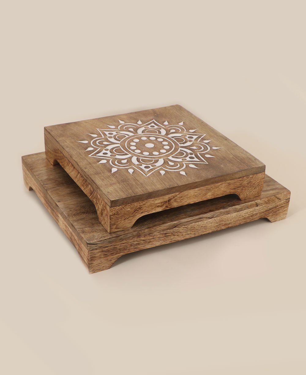 Fairtrade Sustainable Wood Mandala Risers And Statue Stands – Buddha Groove