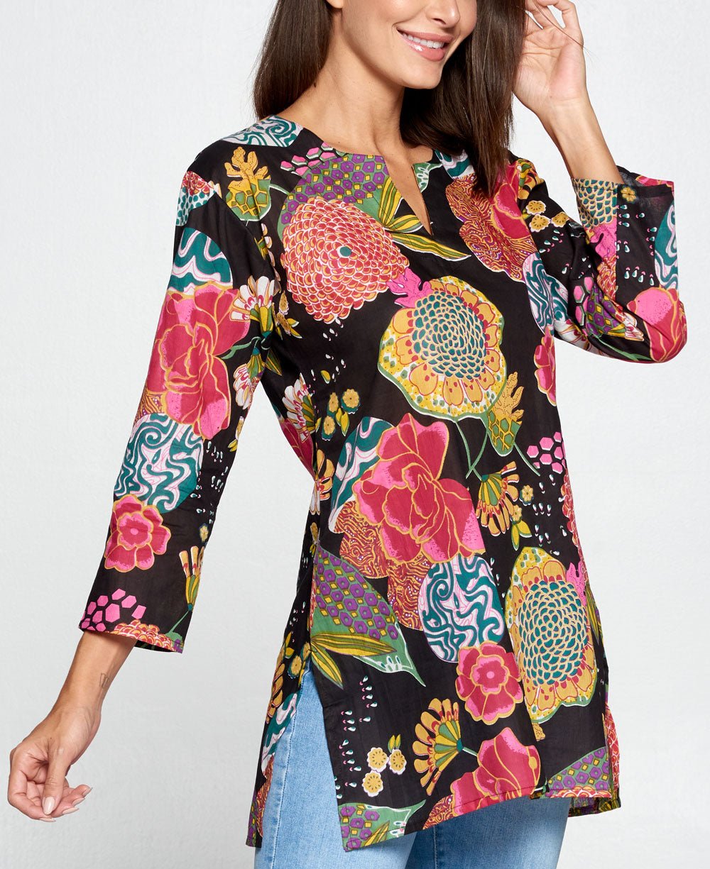 Floral Gardens Kurta Tunic Top, Multiple Colors and Prints – Buddha Groove