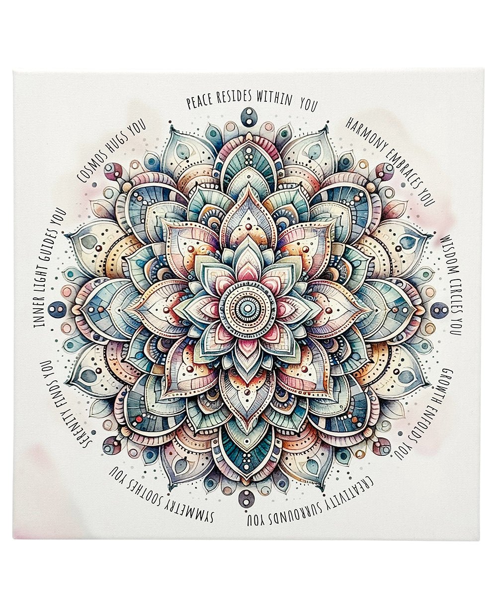 Harmony & Wisdom Mandala 12x12 Canvas Print - Inspirational Wall Art ...