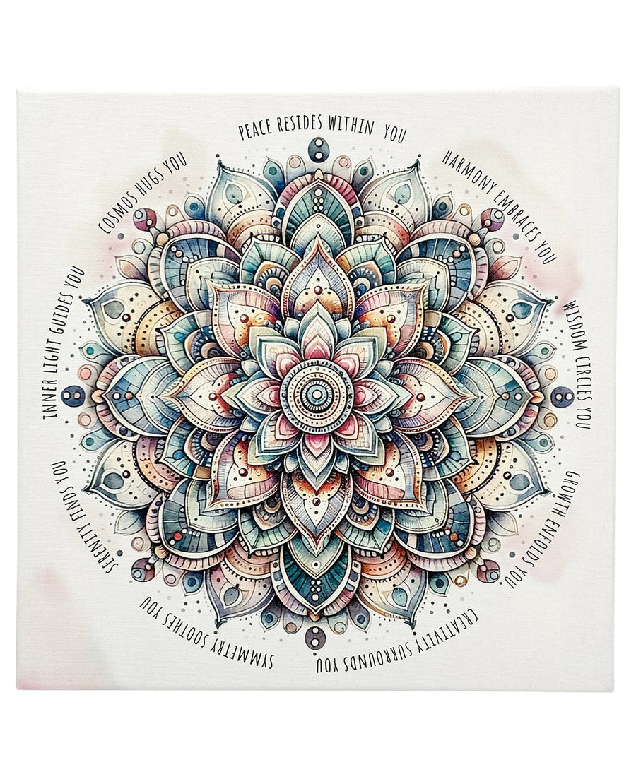 Harmony & Wisdom Mandala 12x12 Canvas Print - Inspirational Wall Art ...