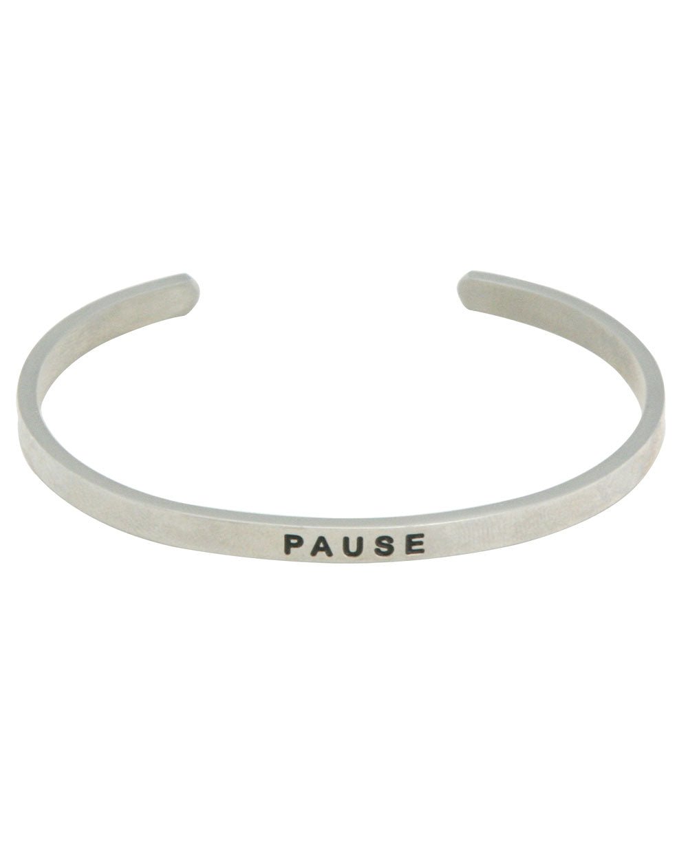 Inspirational Engraved Cuff Bracelet, Pause – Buddha Groove