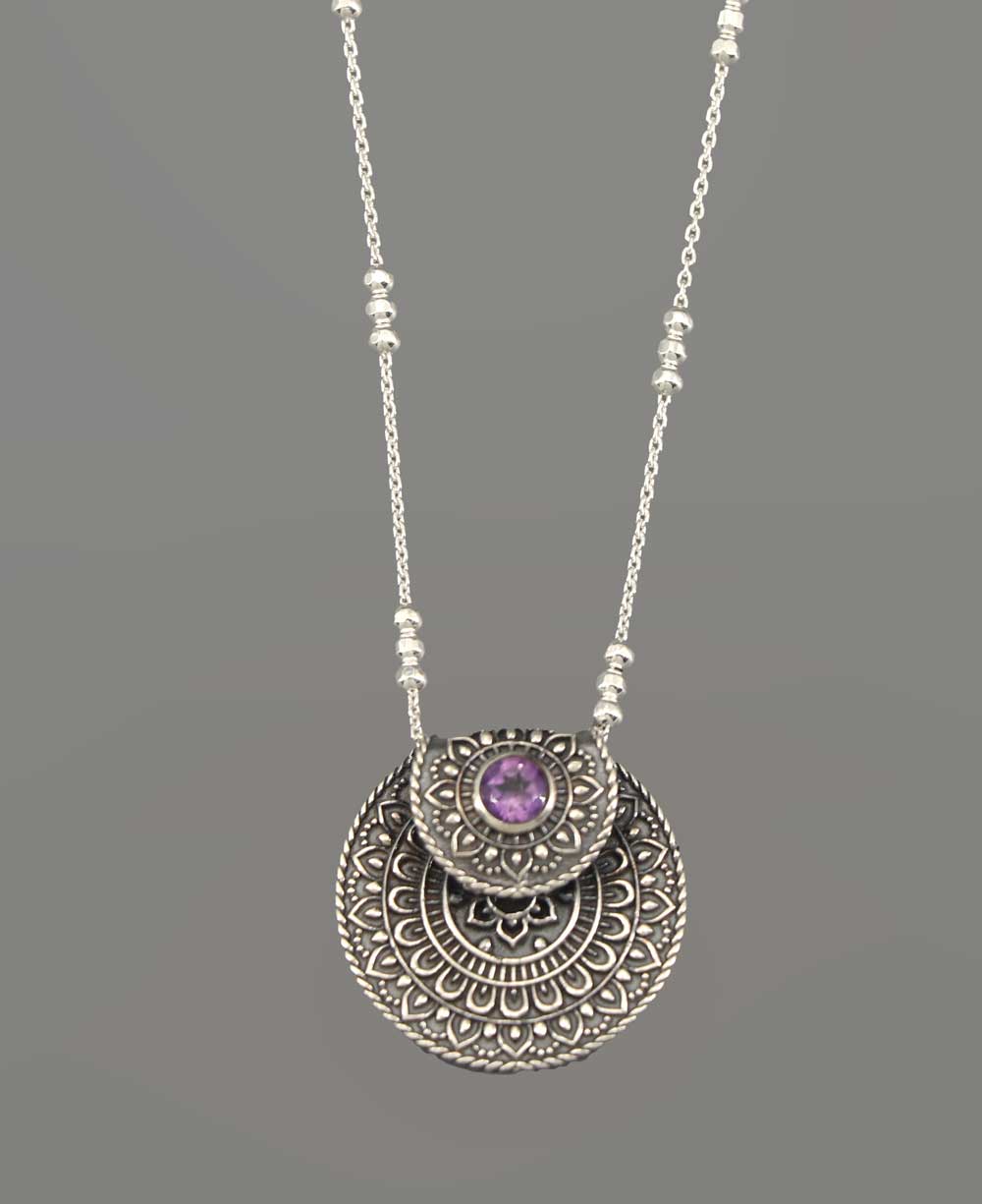 Inspirational Sterling Silver Mandala Necklace with Amethyst – Buddha ...