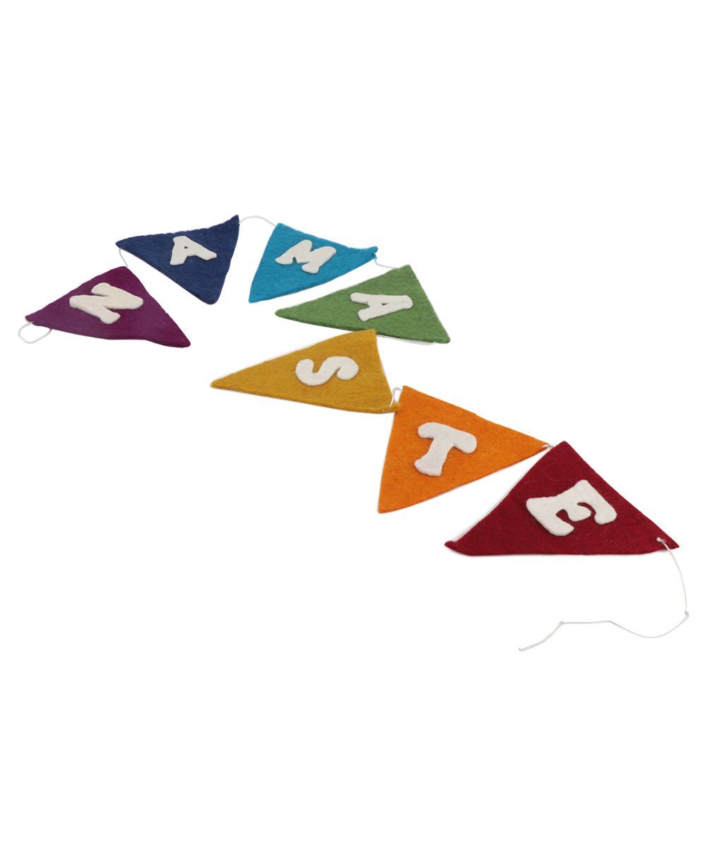 Namaste Felt Flag Banner in Chakra Colors – Buddha Groove