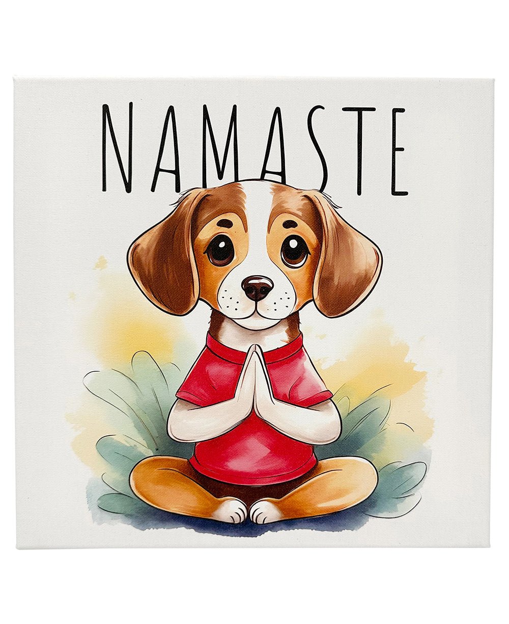 Namaste Dog Meditation 12"x12" Canvas Print - Serene Wall Art – Buddha ...