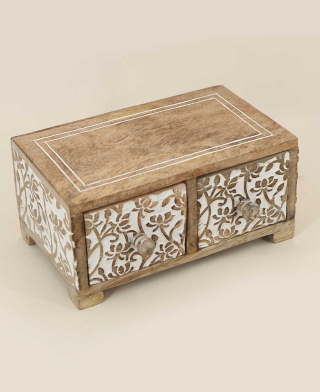 Small Tabletop Carved Wood Lotus Pedestal Riser With Drawers – Buddha ...