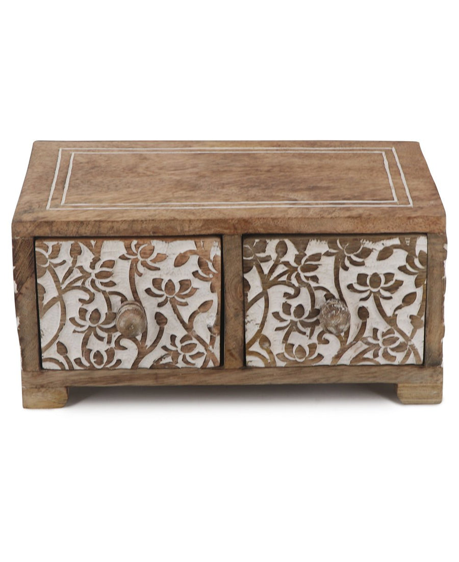 Small Tabletop Carved Wood Lotus Pedestal Riser With Drawers – Buddha ...