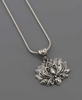 Sterling Silver Full Bloom Lotus Necklace – Buddha Groove
